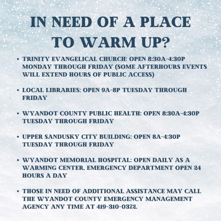 Wyandot County Public Health Announces Warming Centers and Resources ...